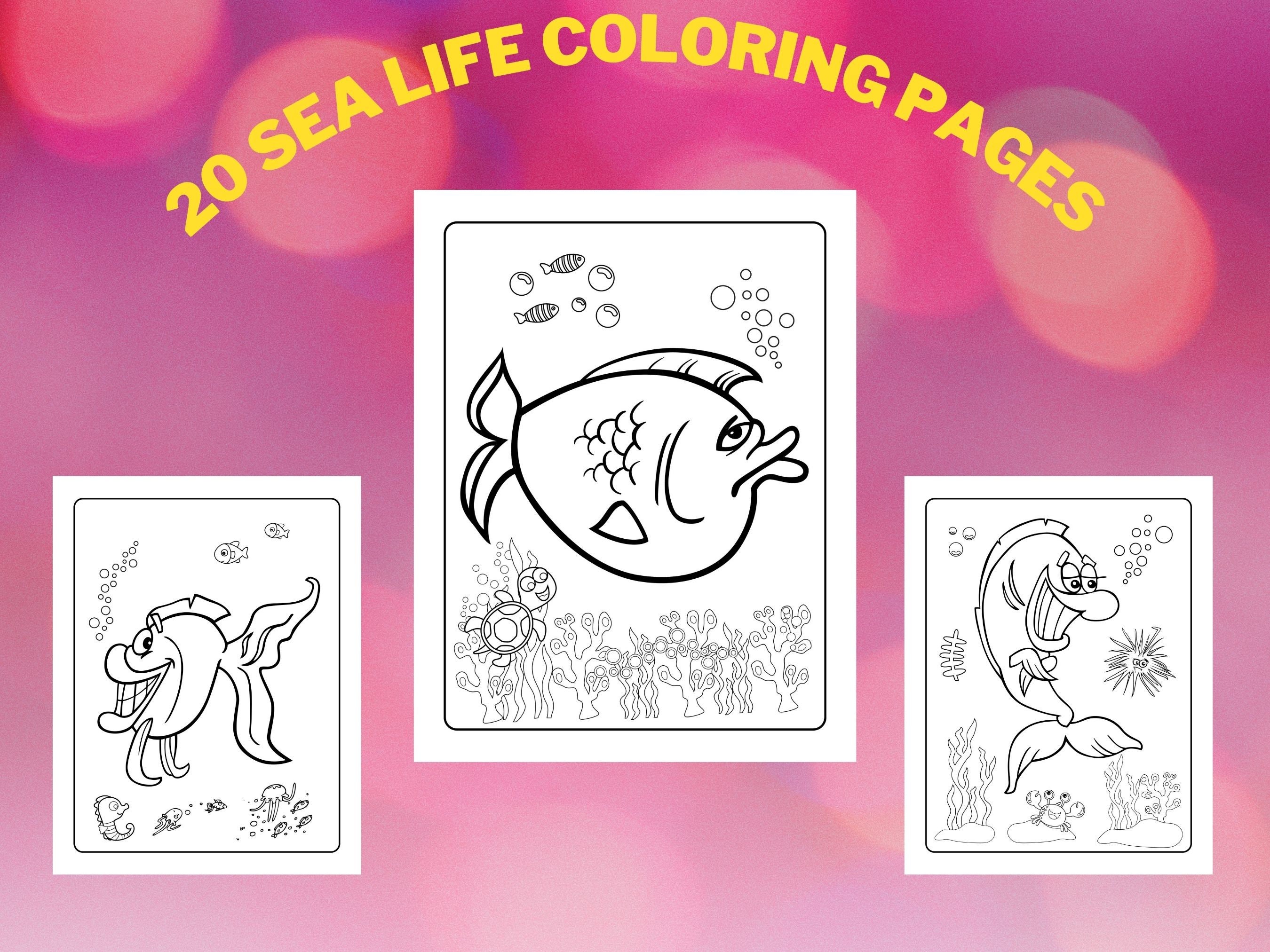 Sea Life Coloring Book, 20 Sea Life Pictures to Print for Children's ...