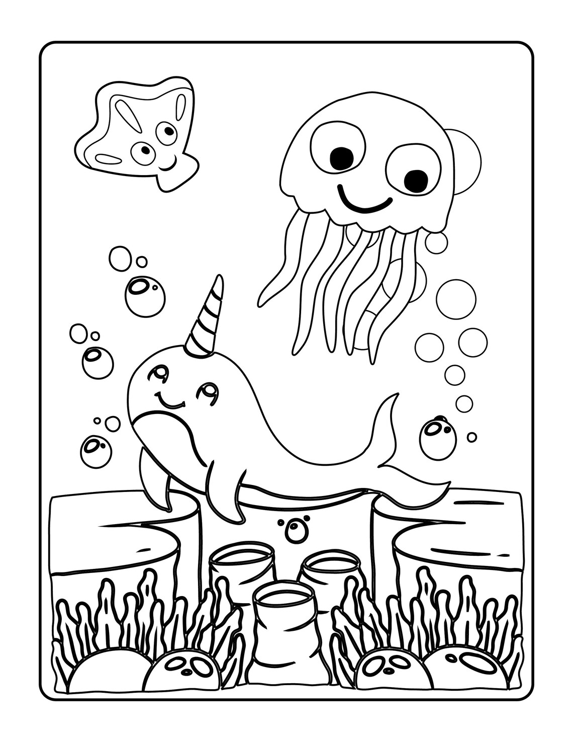 Sea Life Coloring Book, 20 Sea Life Pictures to Print for Children's ...