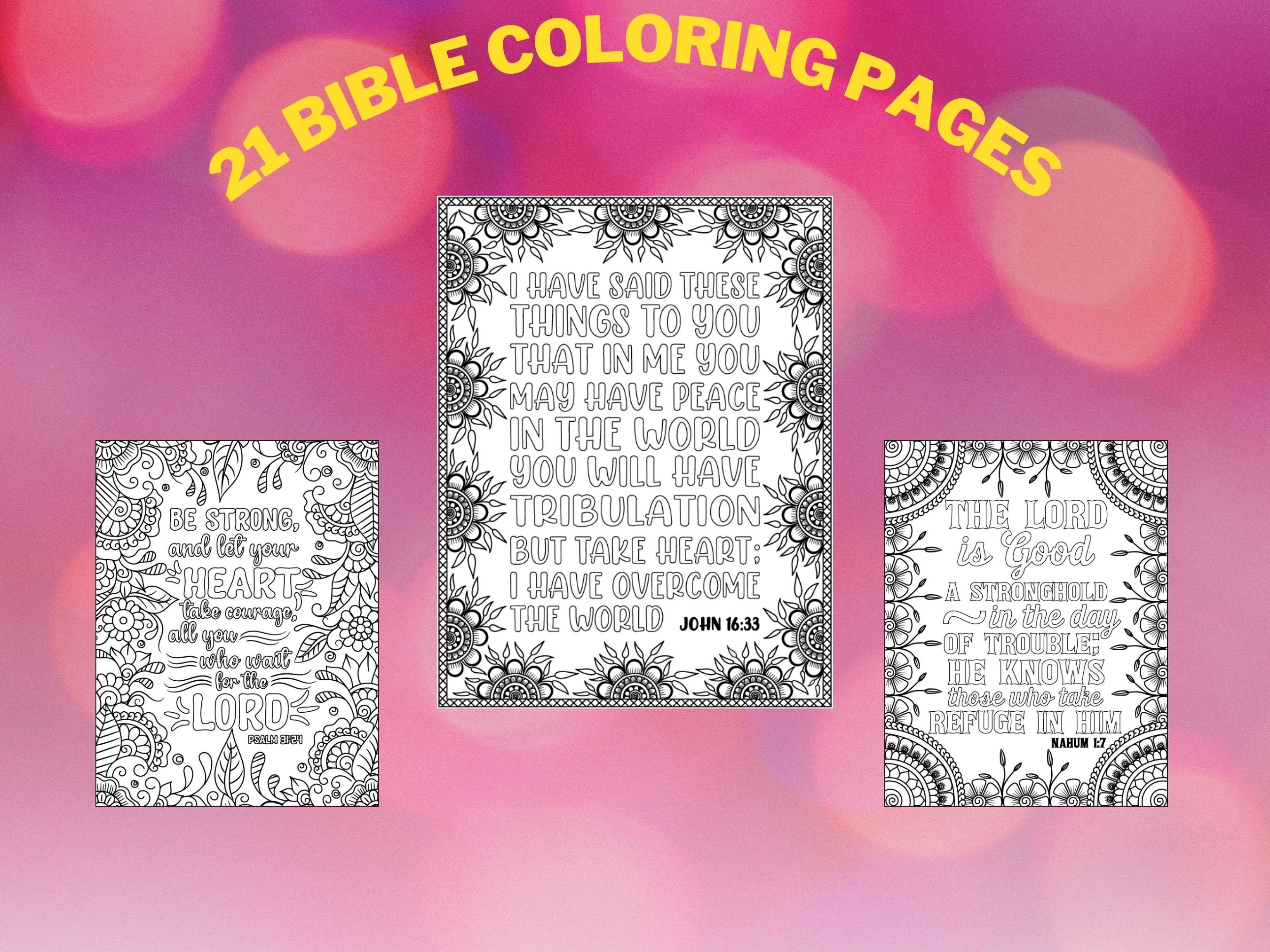Adult Coloring Book, Bible Verse Coloring Book Pages 21 Pages - Etsy