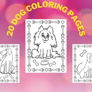 Dog Coloring Book, 20 Dog Pictures to Print for Children's Coloring ...