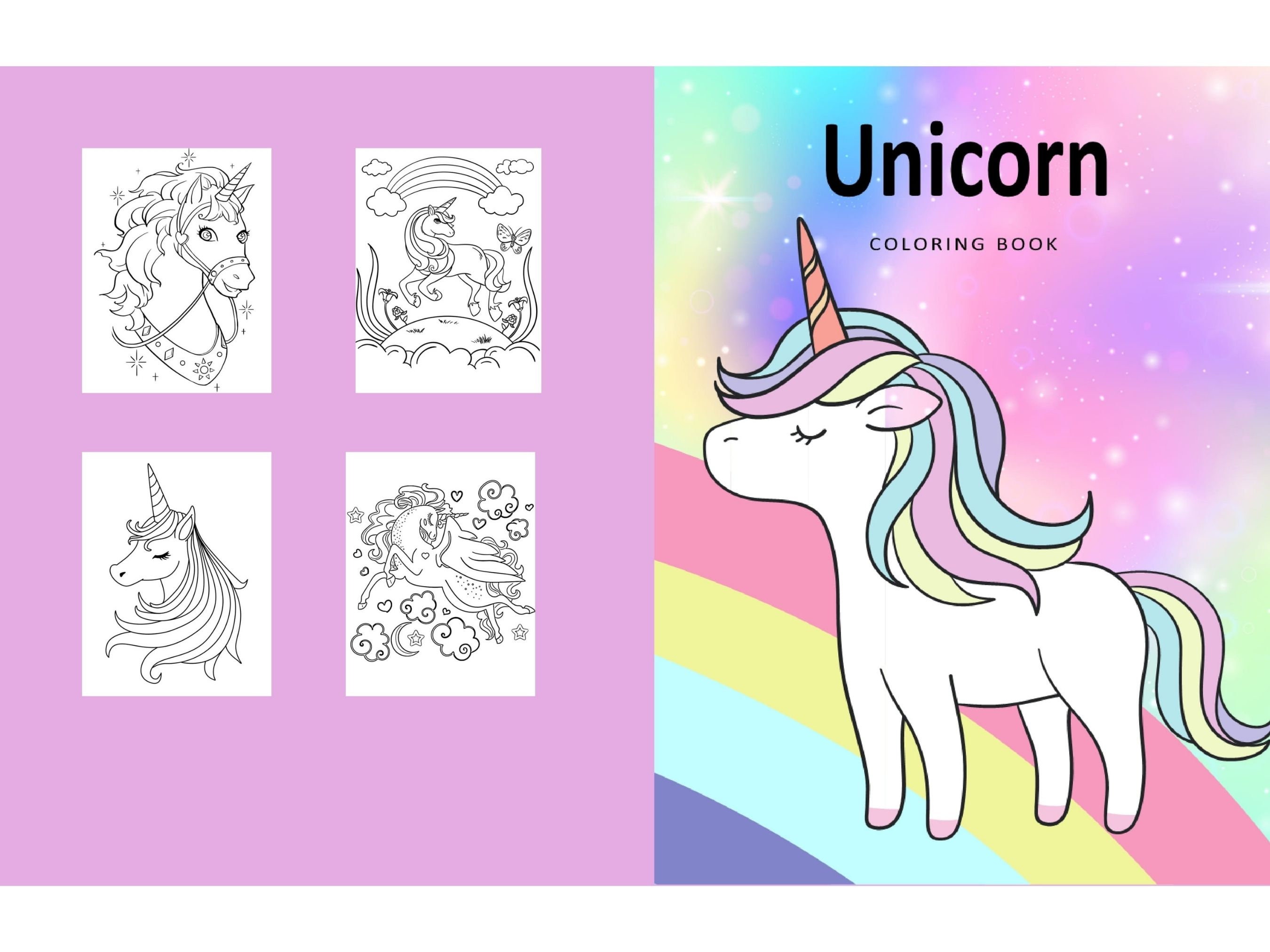 Unicorn Coloring Book, 40 Unicorn Pictures to Print for Kids - Etsy