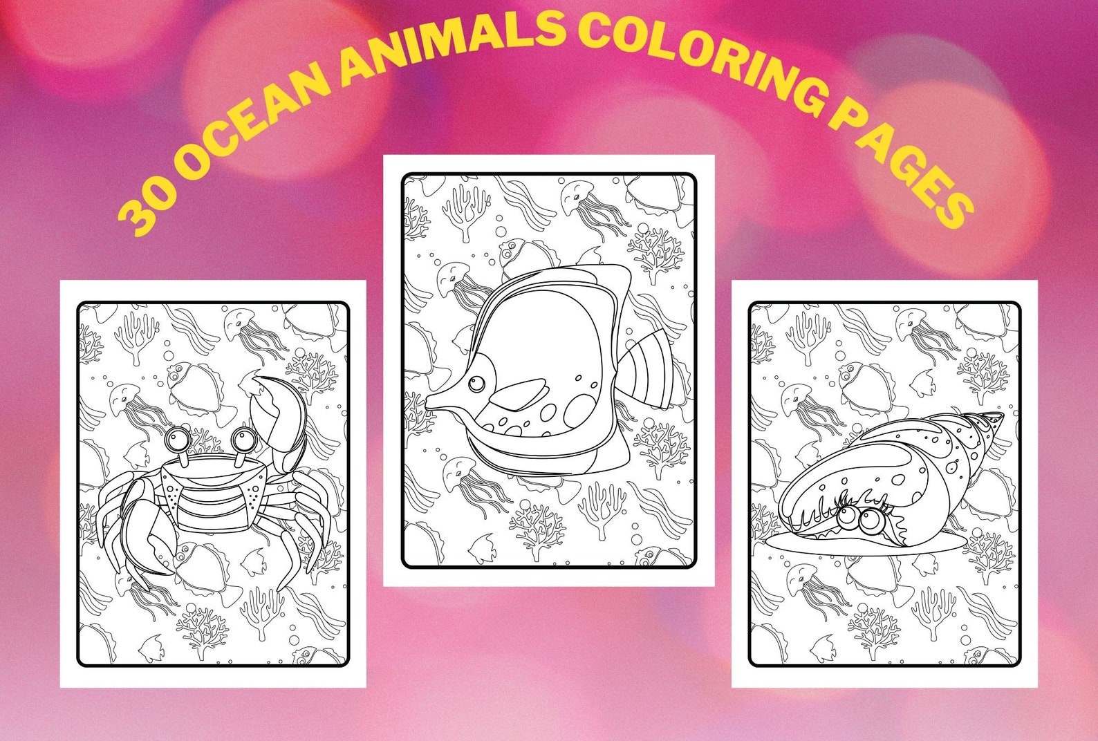30 Ocean Animal Coloring Book Pages Farm Animals, Sea Animals, Desert ...
