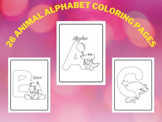 Alphabet Coloring Book 26 Cute Animal-alphabet Pictures to - Etsy
