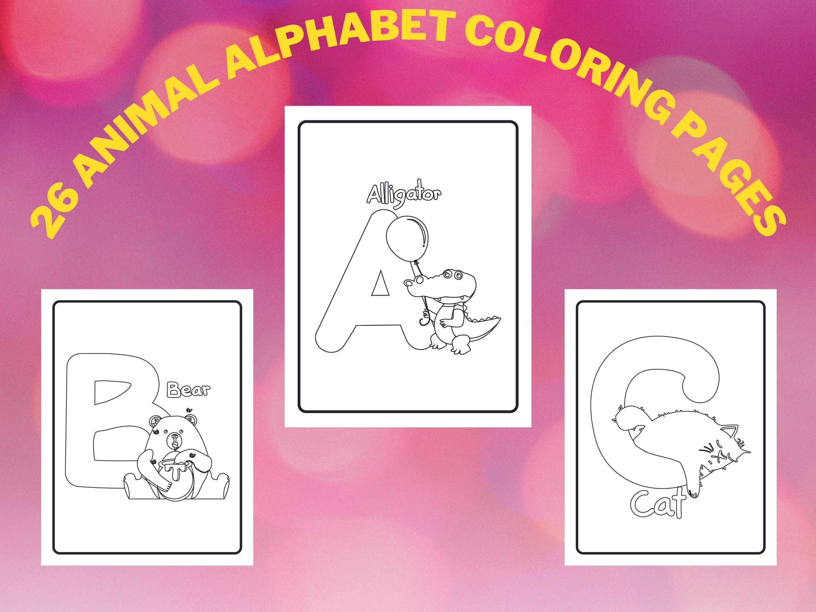 Alphabet Coloring Book, 26 Cute Animal-alphabet Pictures to Print for ...
