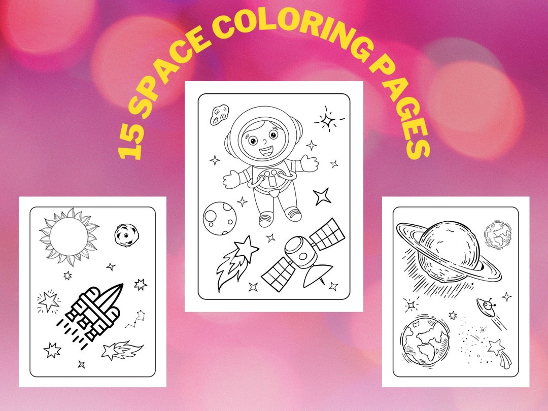 Space Coloring Book, 15 Space Pictures to Print for Children's Coloring ...
