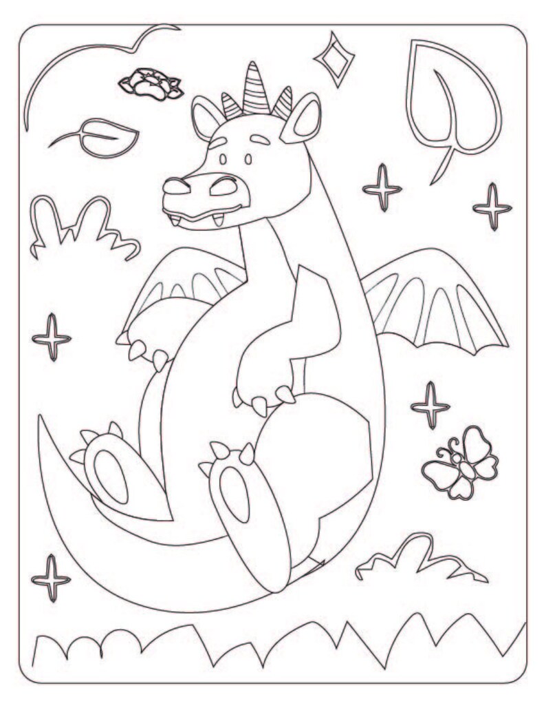 Easy Dragon Coloring Book 20 Dragon Pictures to Print for - Etsy