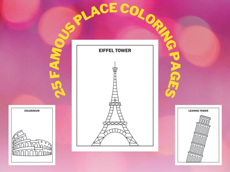 Famous Places From Around World Coloring Book Pages 25 Pages - Etsy
