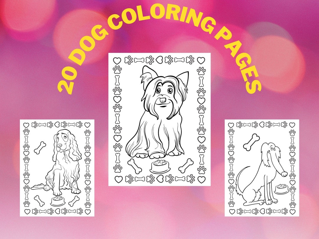 Dog Coloring Book, 20 Dog Pictures to Print for Children's Coloring ...