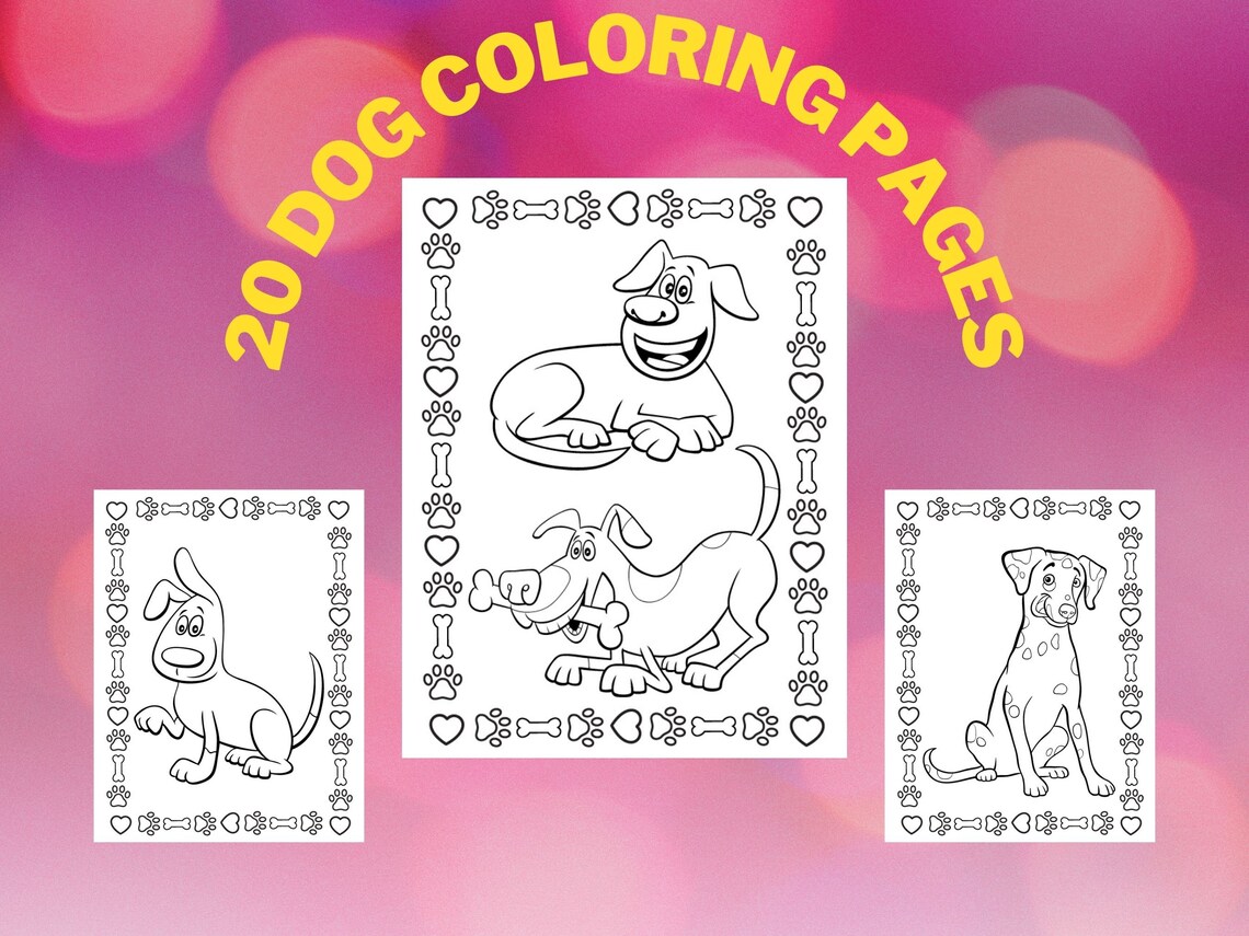 Dog Coloring Book, 20 Adorable Pictures to Print for Children's ...