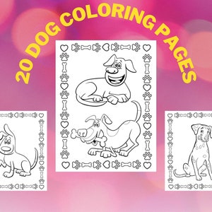 Dog Coloring Book, 20 Adorable Pictures to Print for Children's ...