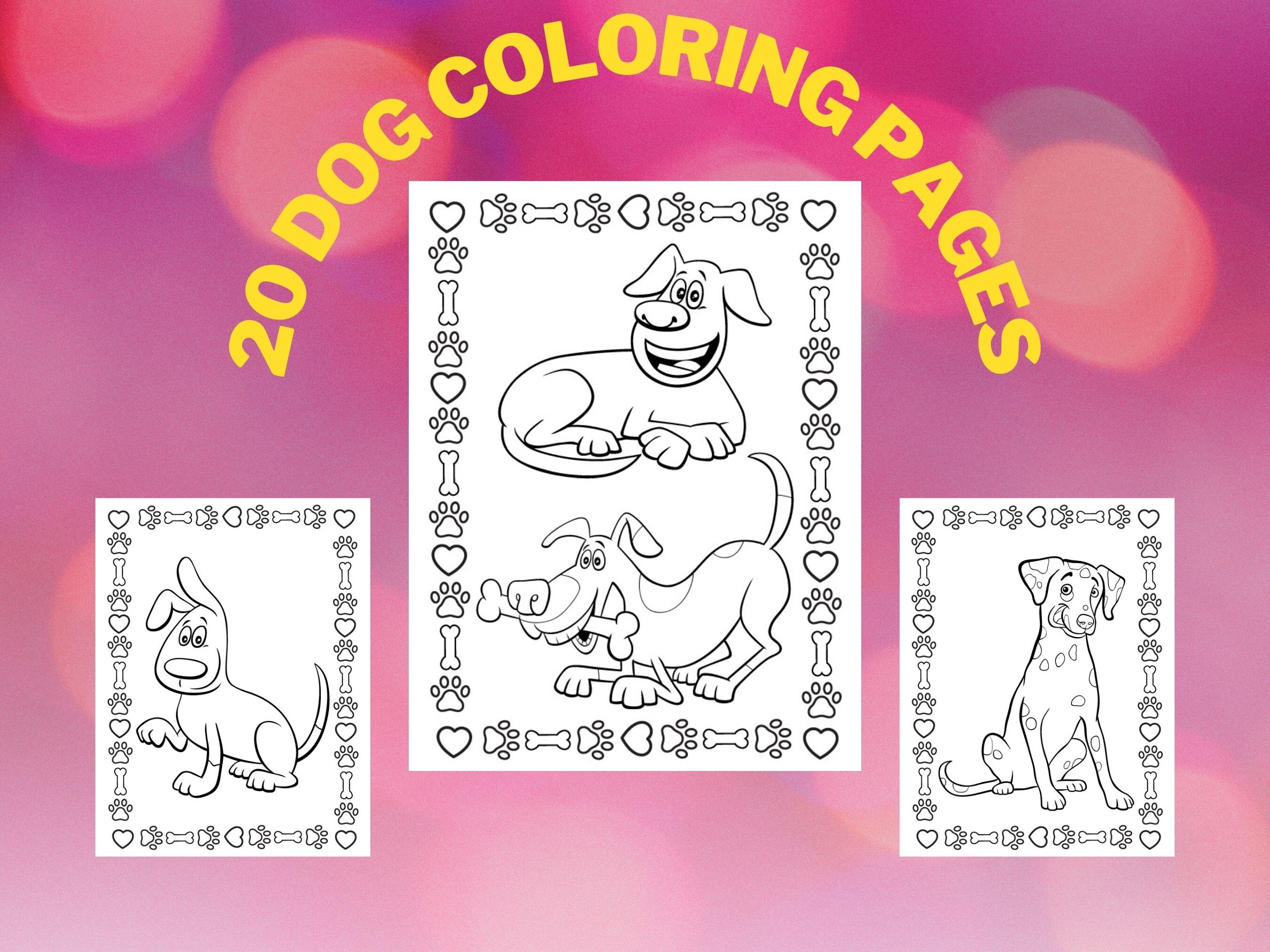 Dog Coloring Book, 20 Adorable Pictures to Print for Children's ...