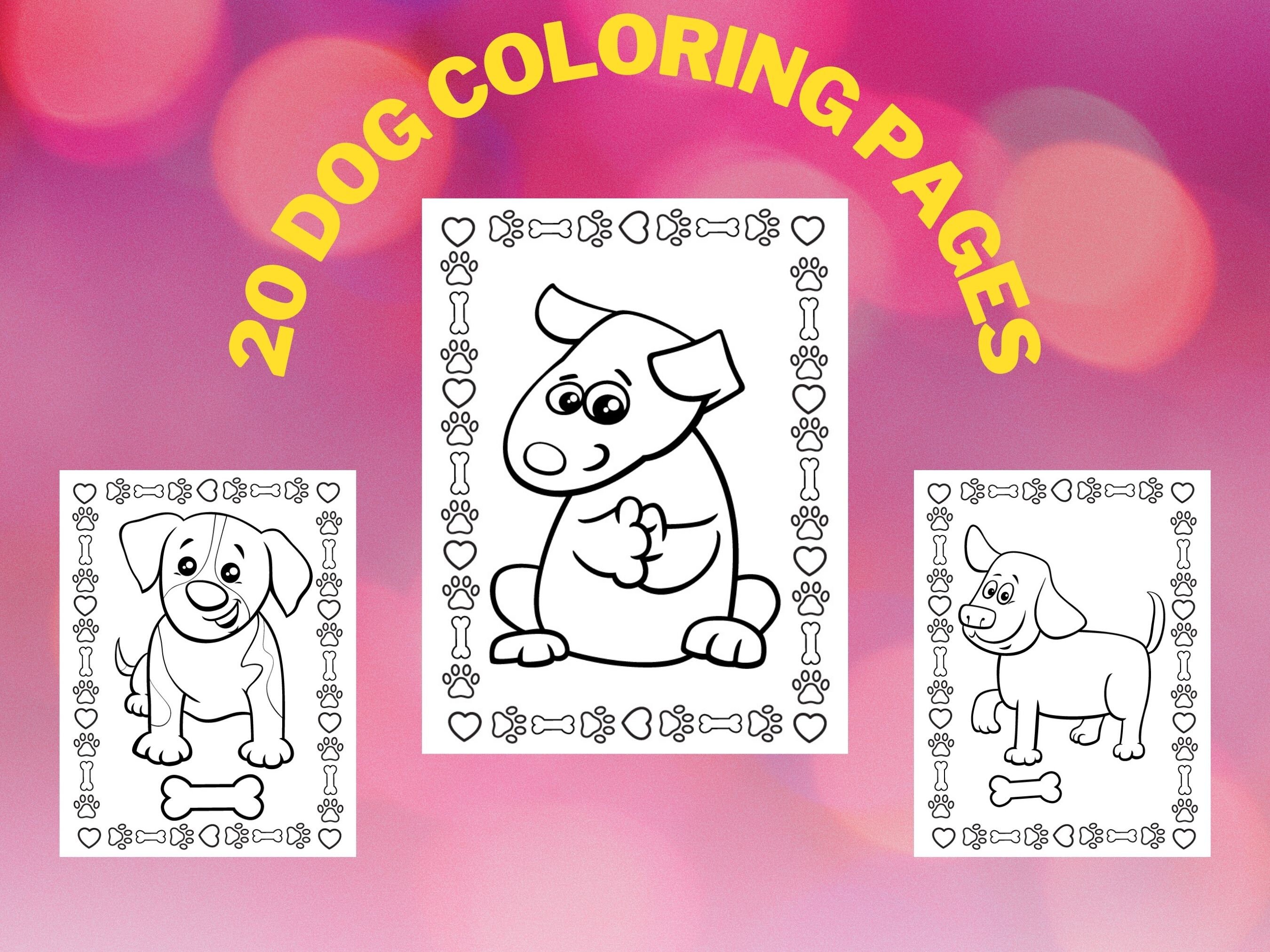 Dog Coloring Book, 20 Adorable Pictures to Print for Children's ...