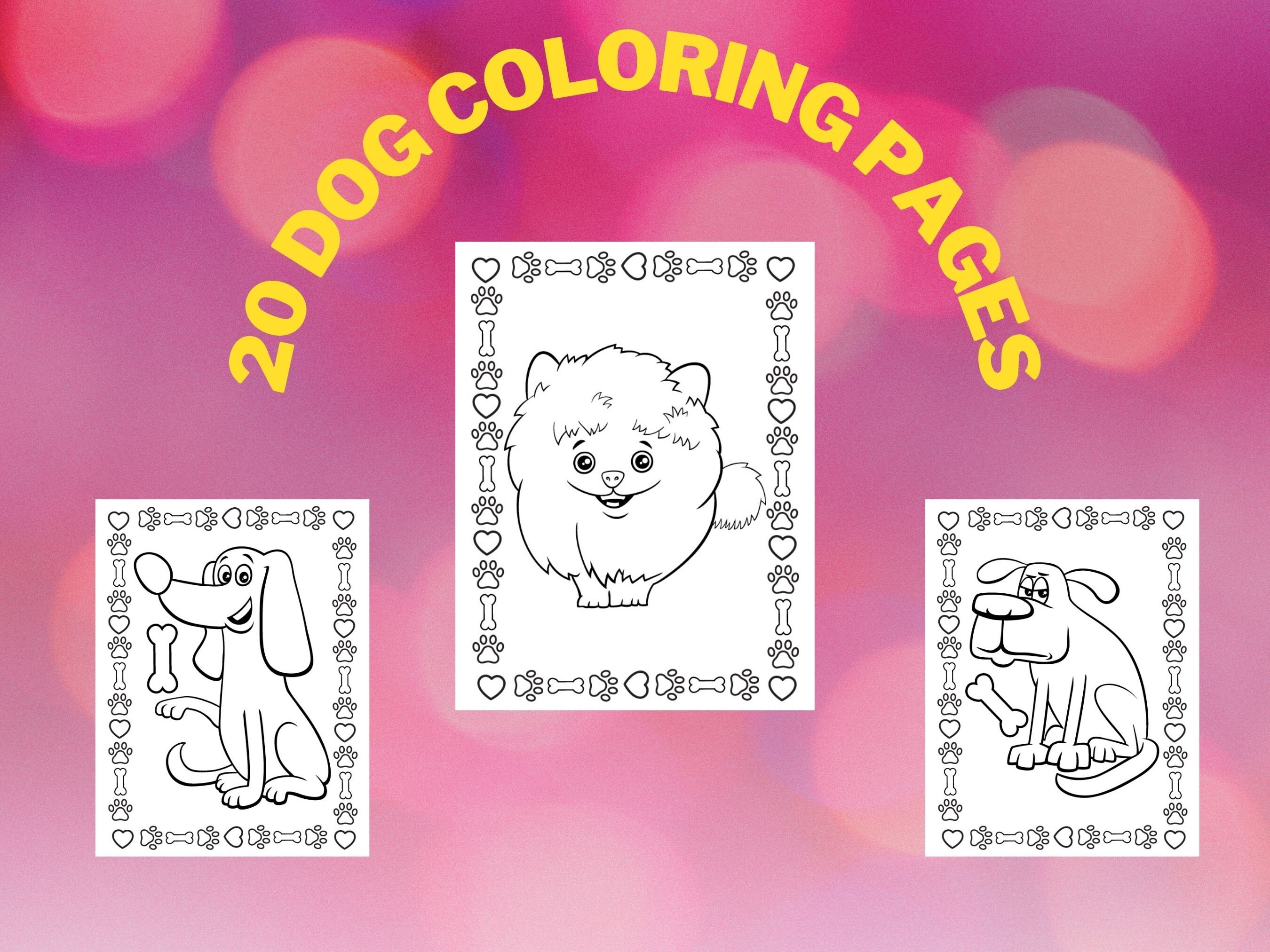Dog Coloring Book, 20 Adorable Pictures to Print for Children's ...