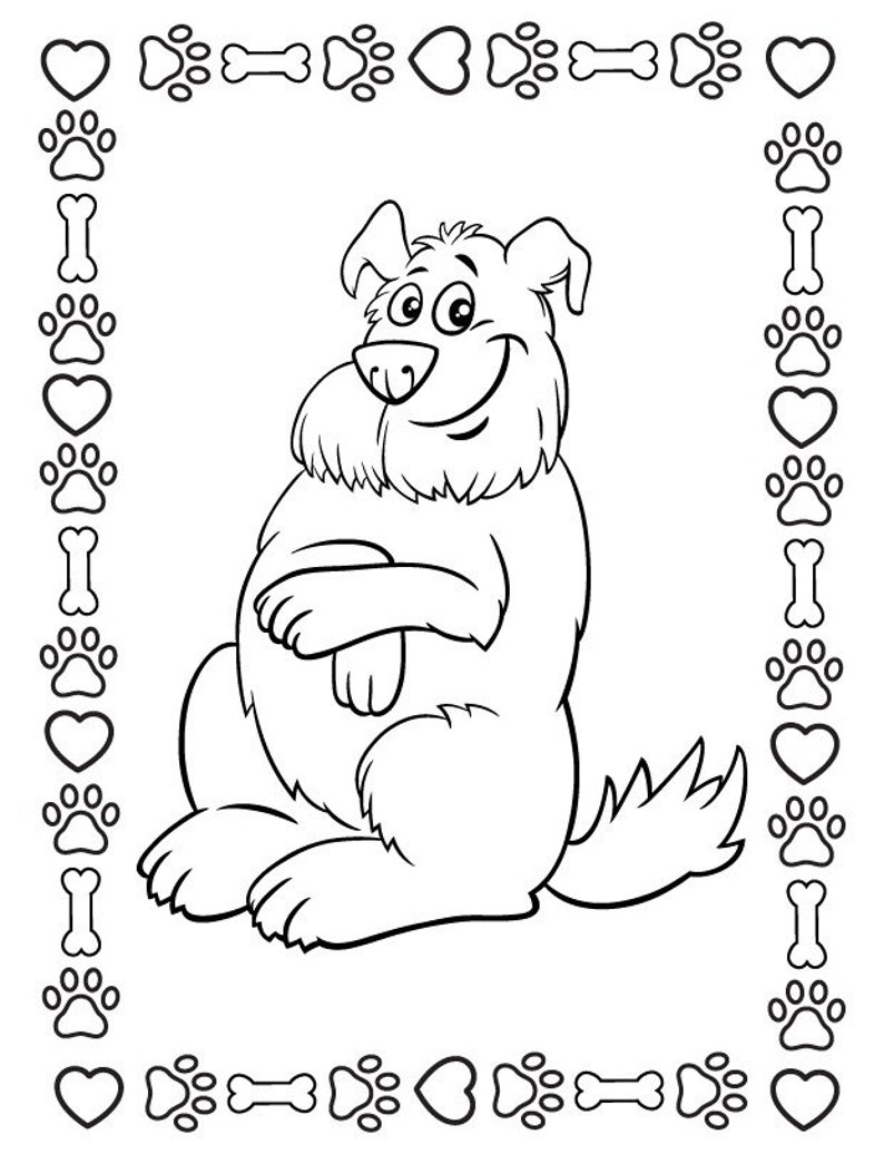 Dog Coloring Book, 20 Adorable Pictures to Print for Children's ...