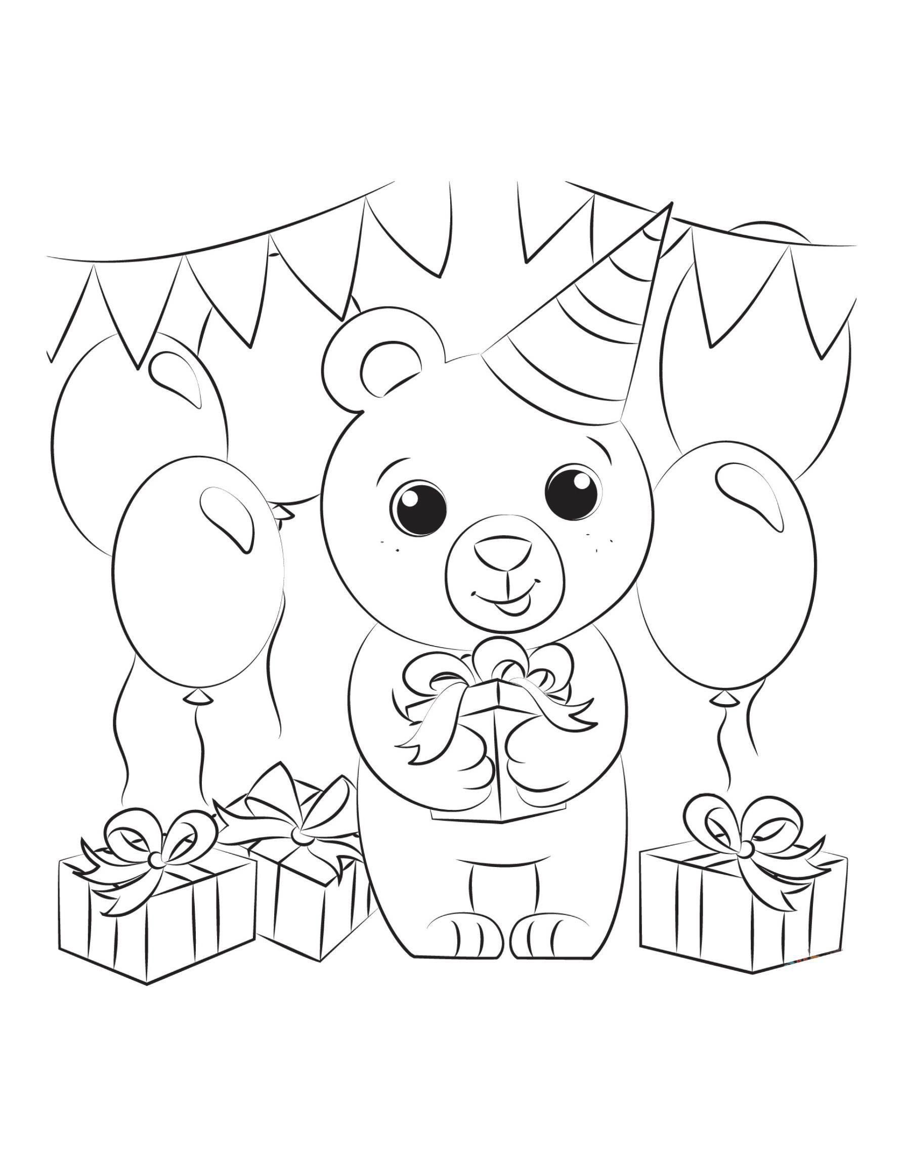 Birthday Coloring Book, 40 Birthday Pictures to Print for Children's ...