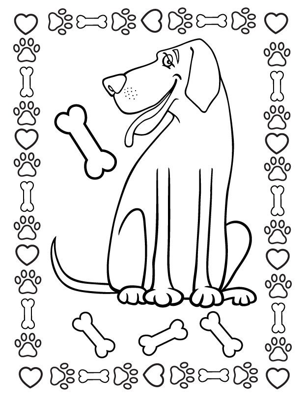 Dog Coloring Book, 20 Dog Pictures to Print for Children's Coloring ...