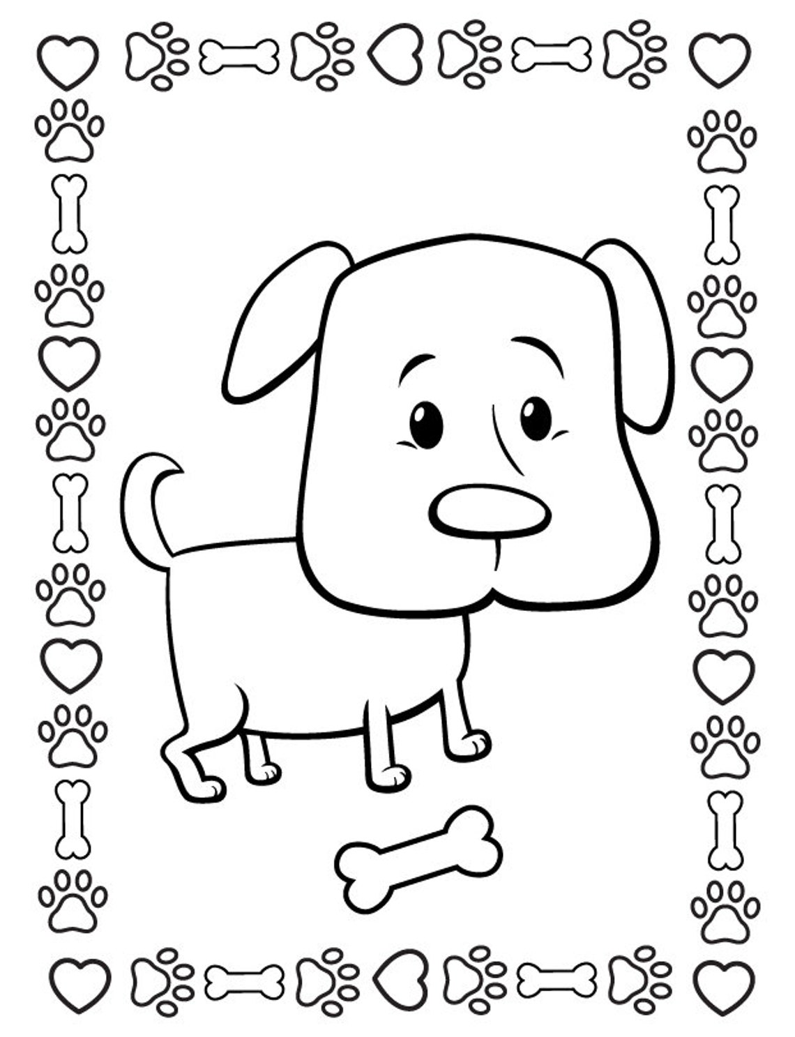 Dog Coloring Book, 20 Adorable Pictures to Print for Children's ...