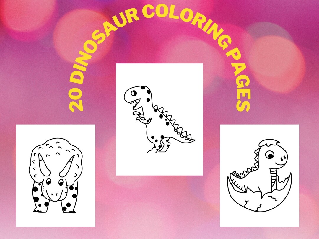 Dinosaur Coloring Book, 20 Dinosaur Pictures to Print for Children's ...