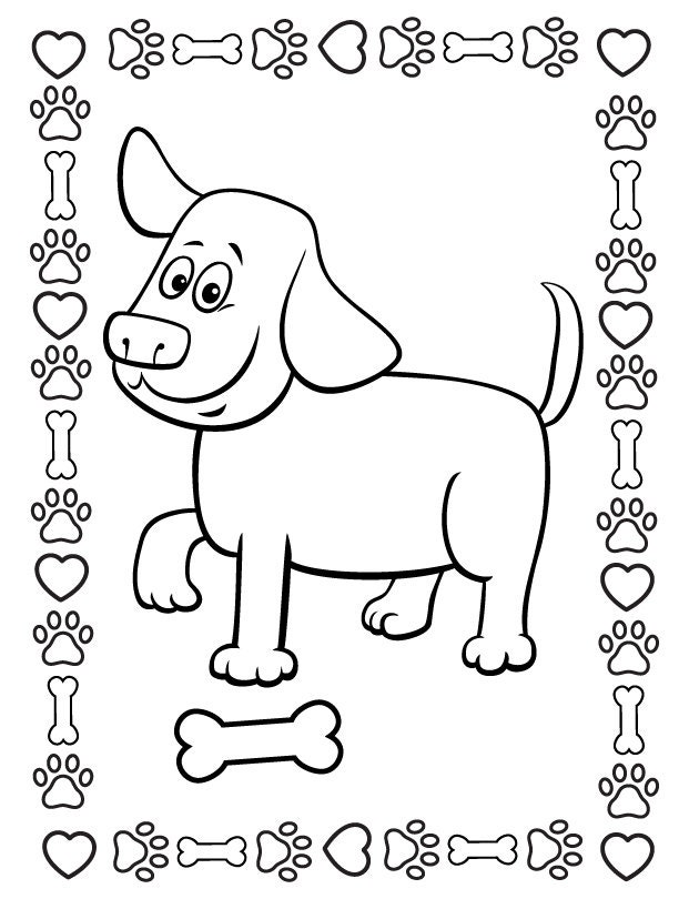 Dog Coloring Book, 20 Adorable Pictures to Print for Children's ...