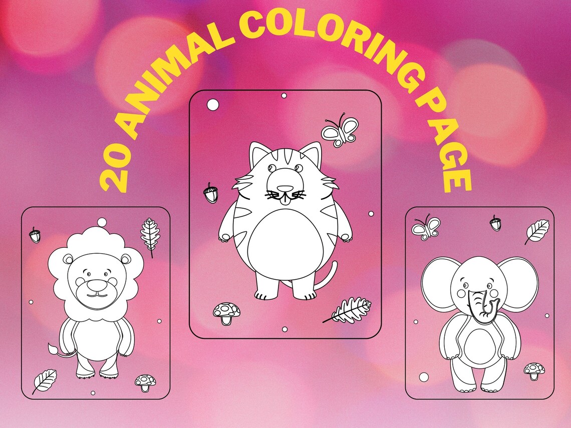 20 Animal Coloring Book Pages Farm Animals, Sea Animals, Desert Animals ...