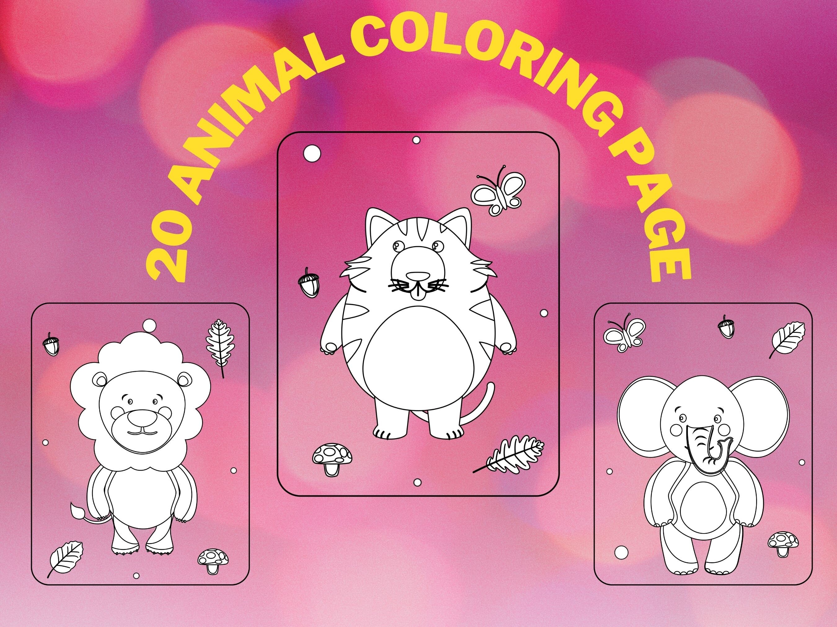 20 Animal Coloring Book Pages Farm Animals, Sea Animals, Desert Animals ...