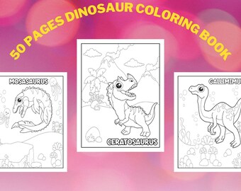 Dinosaur Kids Coloring Book, Dinosaurs Activities, 40 Dinosaur Pictures ...