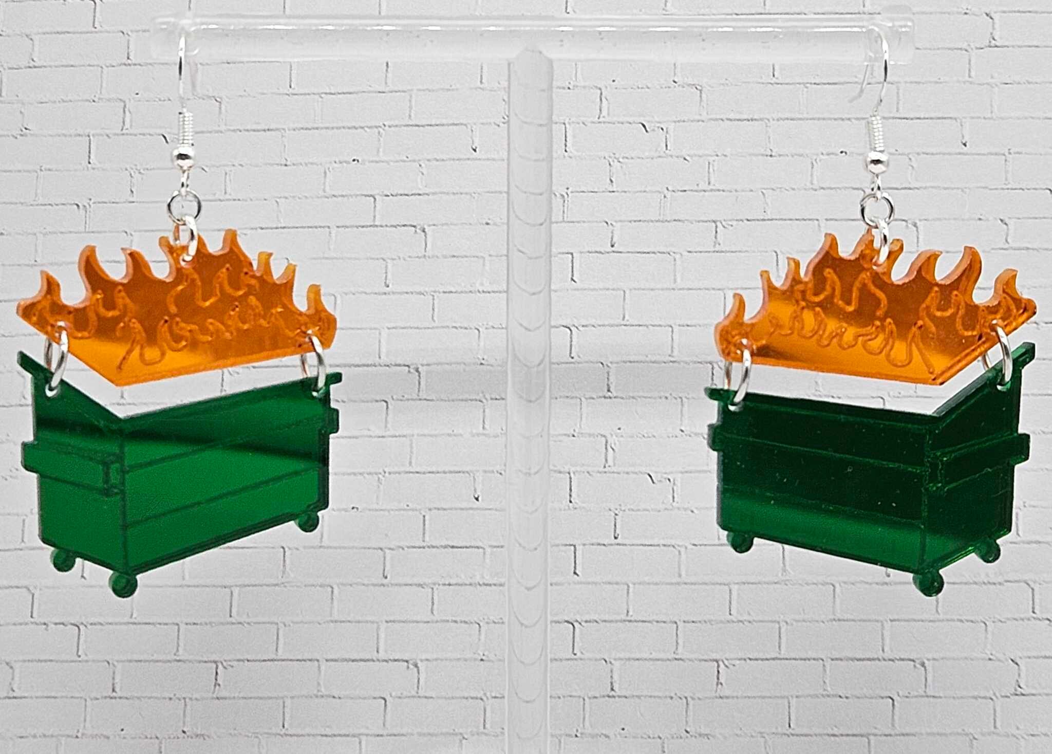 Dumpster Fire Earrings Svg Pdf Dxf Ai Png Jpg Webp Tiff – Laser Cut ...