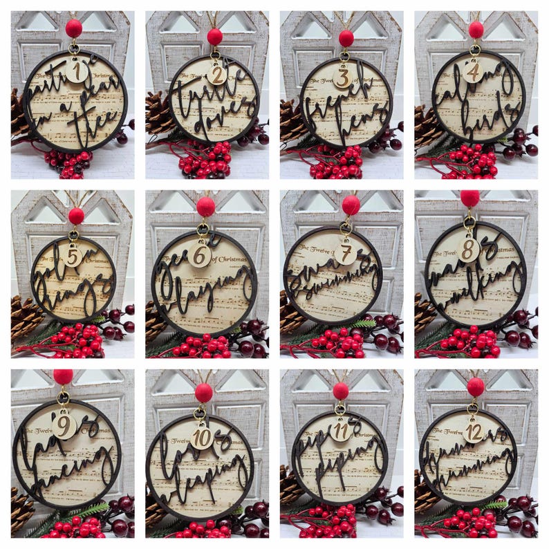 12 Days of Christmas Ornament Bundle – Layered Laser Cut File Set – Svg ...