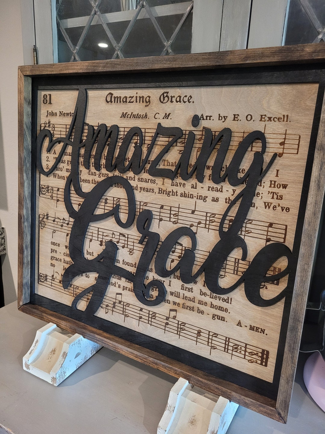 Amazing Grace Sign Svg – Layered Wood Hymn Laser File – Gospel Wall ...
