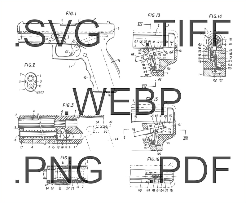 Glock Patent Drawing Files .svg .dxf .pdf .png .webp - Etsy