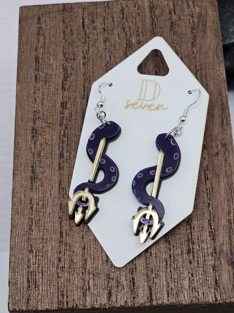Trident Tentacle Svg - Octopus Laser Cut Earring Design - Svg Pdf Dxf ...