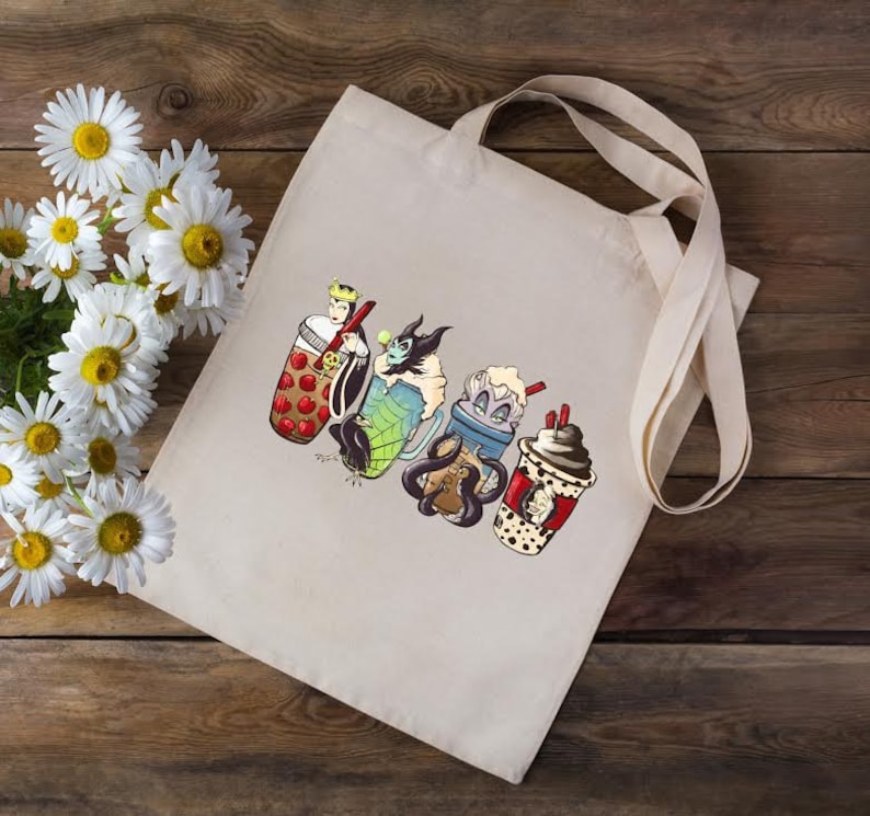 Tote Bag Cotton Bag Disney Villains Maleficient Maleficent Cruella Evil ...