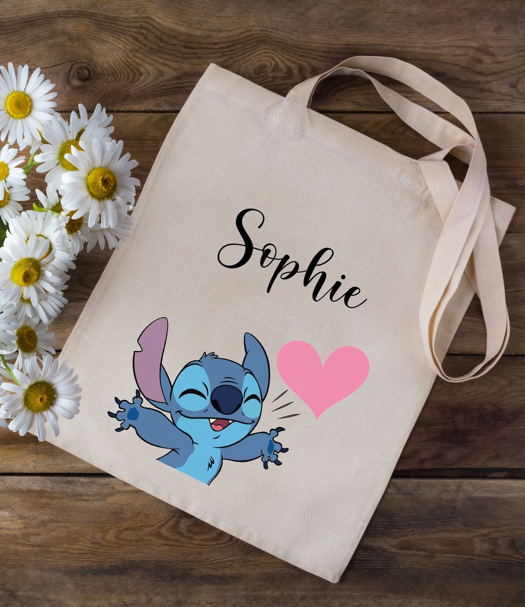Personalized Tote Bag Stitch Heart School Bag - Etsy