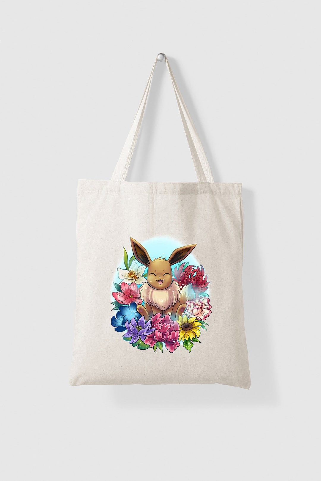Tote Bag School Bag Eevee Flowers Eevee - Etsy