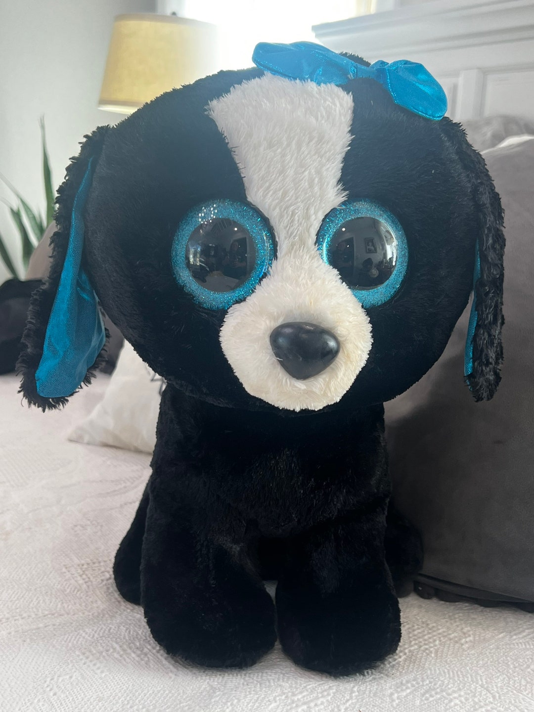 TY Beanie Boos Tracey Black White Blue Dog Puppy Large Jumbo - Etsy