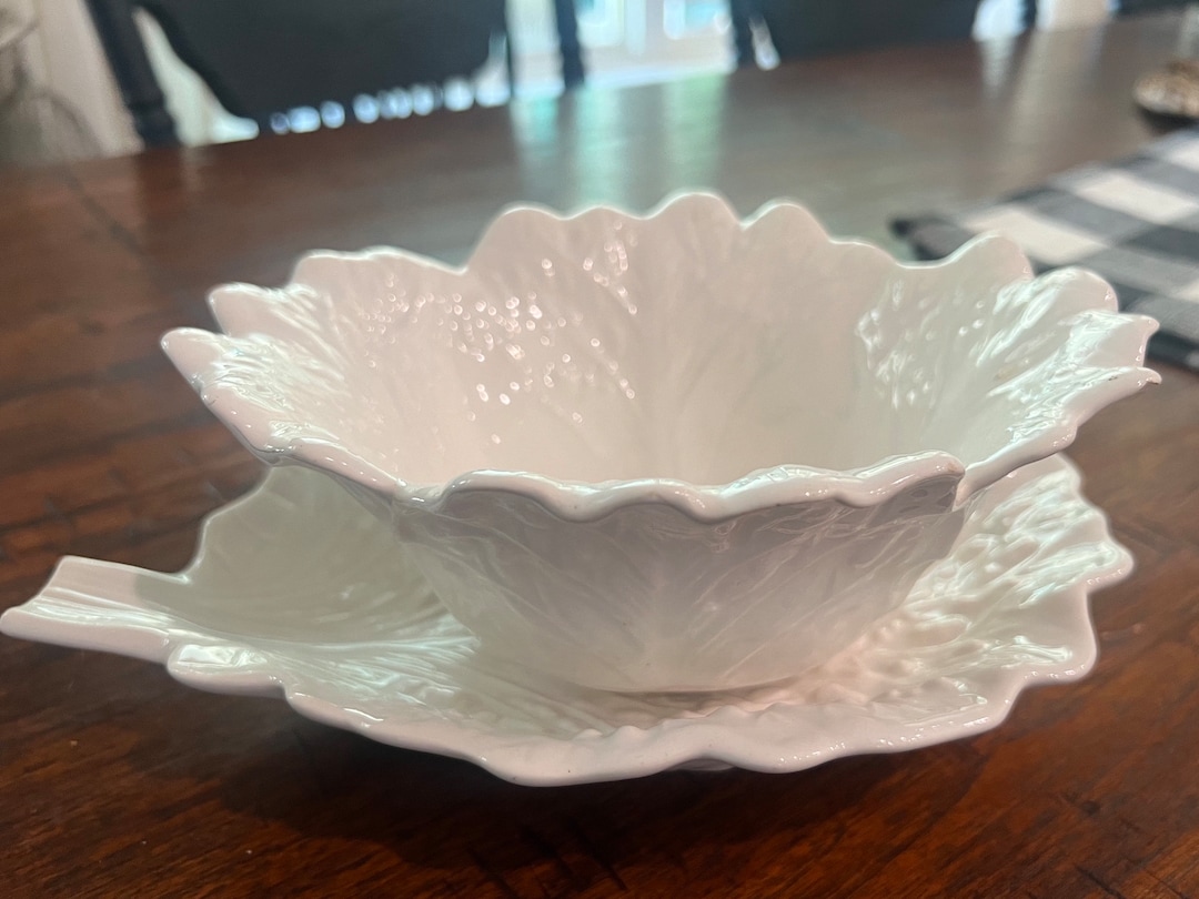 Vintage Miramar of California Pottery 334 & 335 White Leaf Bowl and ...