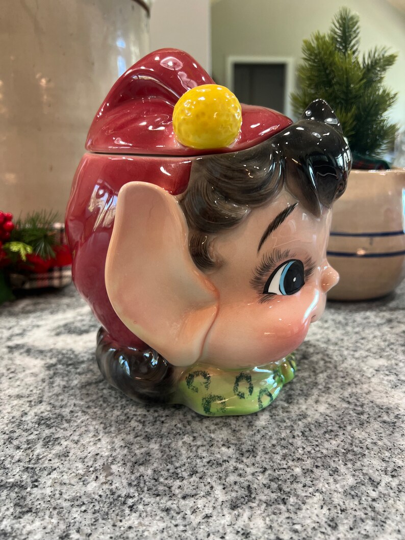 Vintage ESD Christmas Elf Cookie Jar - Etsy
