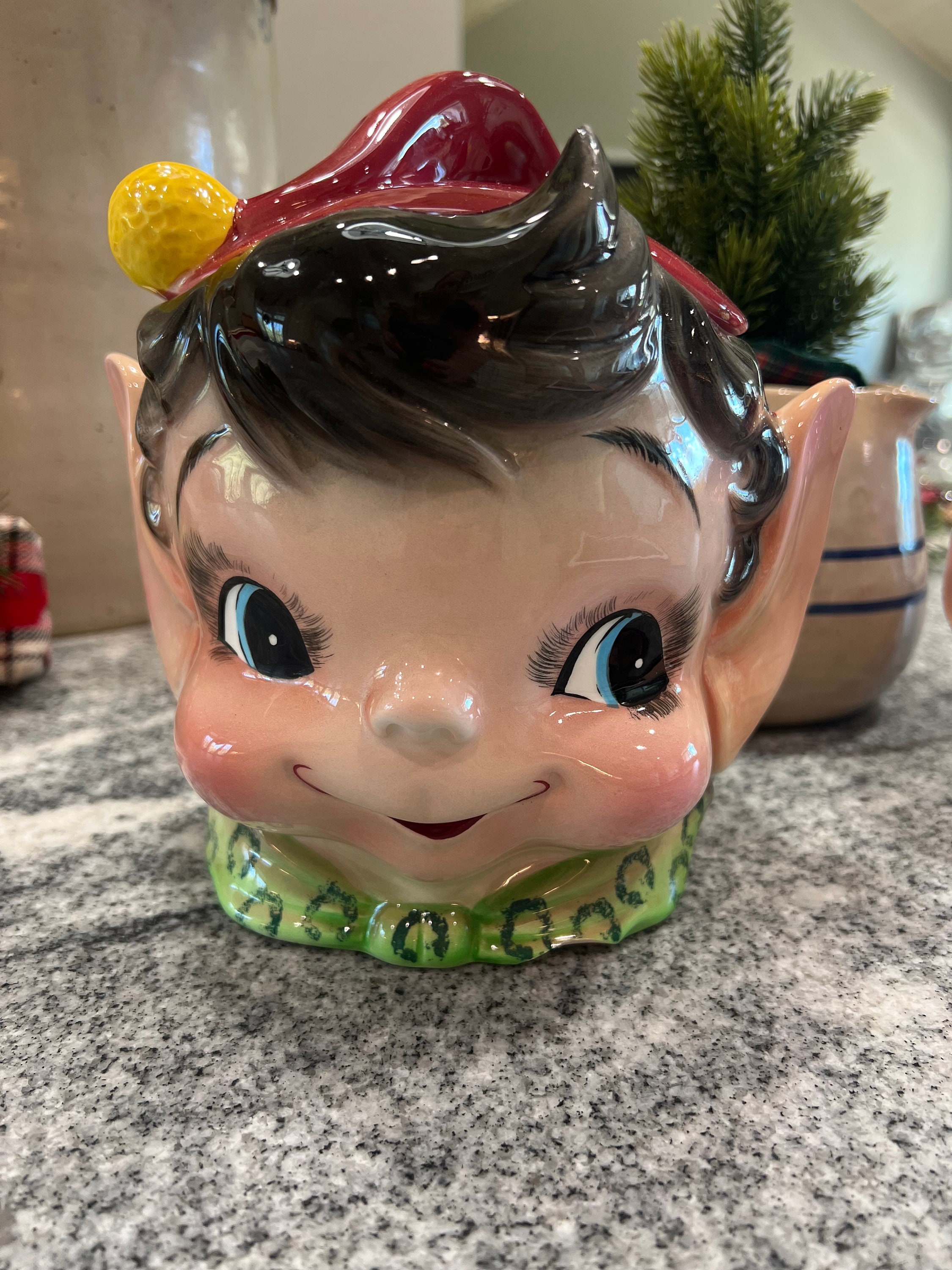 Vintage ESD Christmas Elf Cookie Jar - Etsy