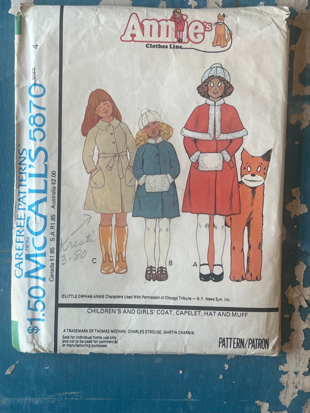 Little Orphan Annie Costume Pattern (mccall's 5870), Halloween Costume ...