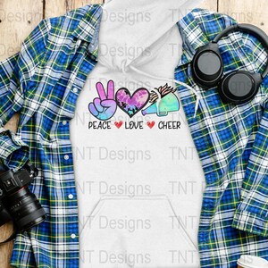 Peace Love Cheer Digital Png File, Instant Download, Cheer Tshirt ...