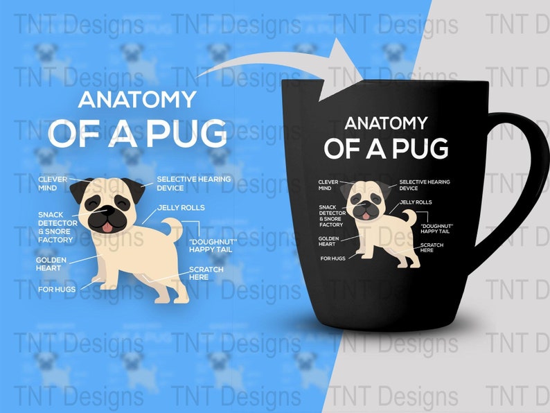 Anatomy of A Pug Digital Png File, Instant Download, Funny Dog Lover T ...