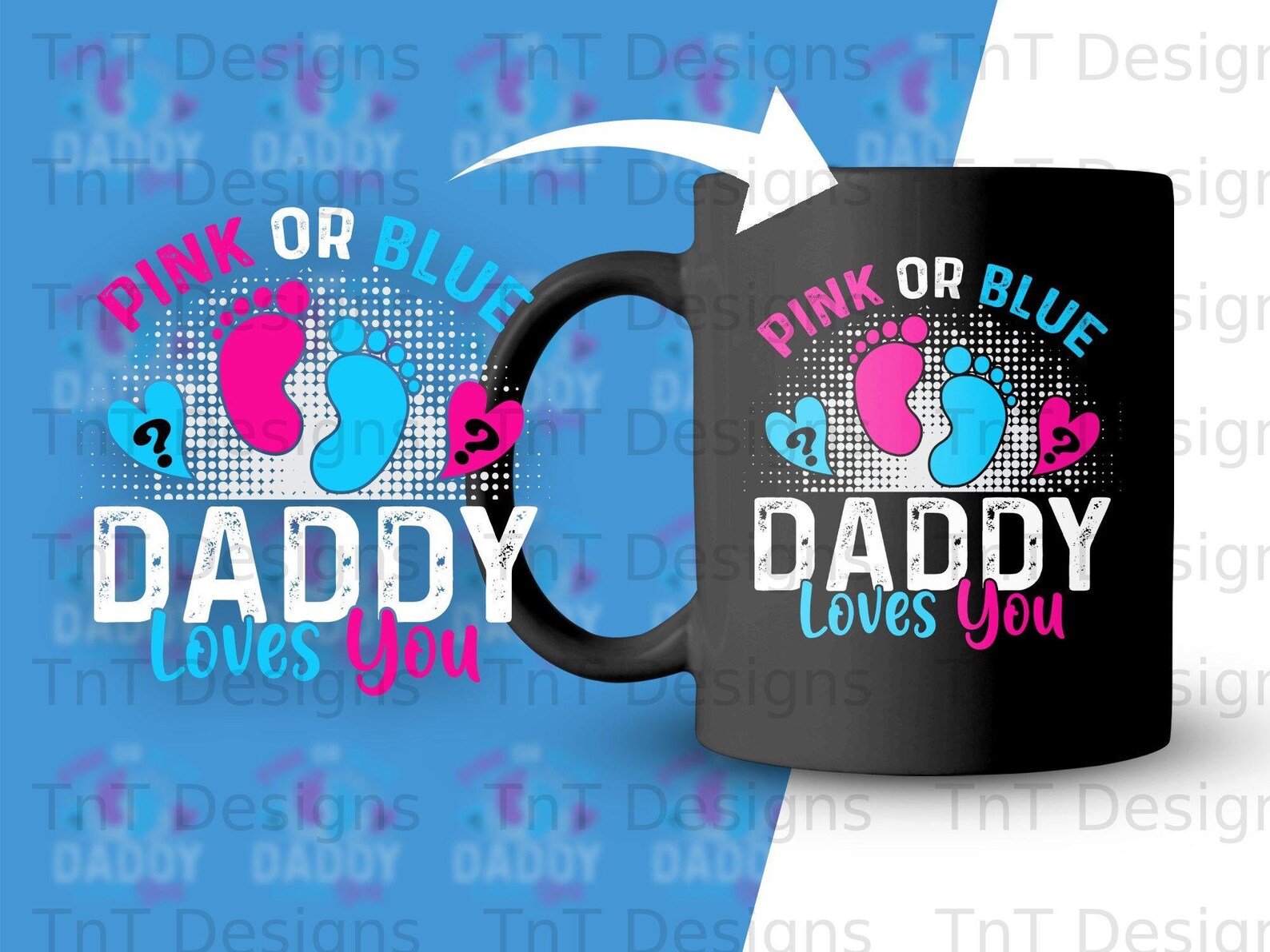 Pink or Blue Daddy Loves You Png Digital File Download Gender - Etsy