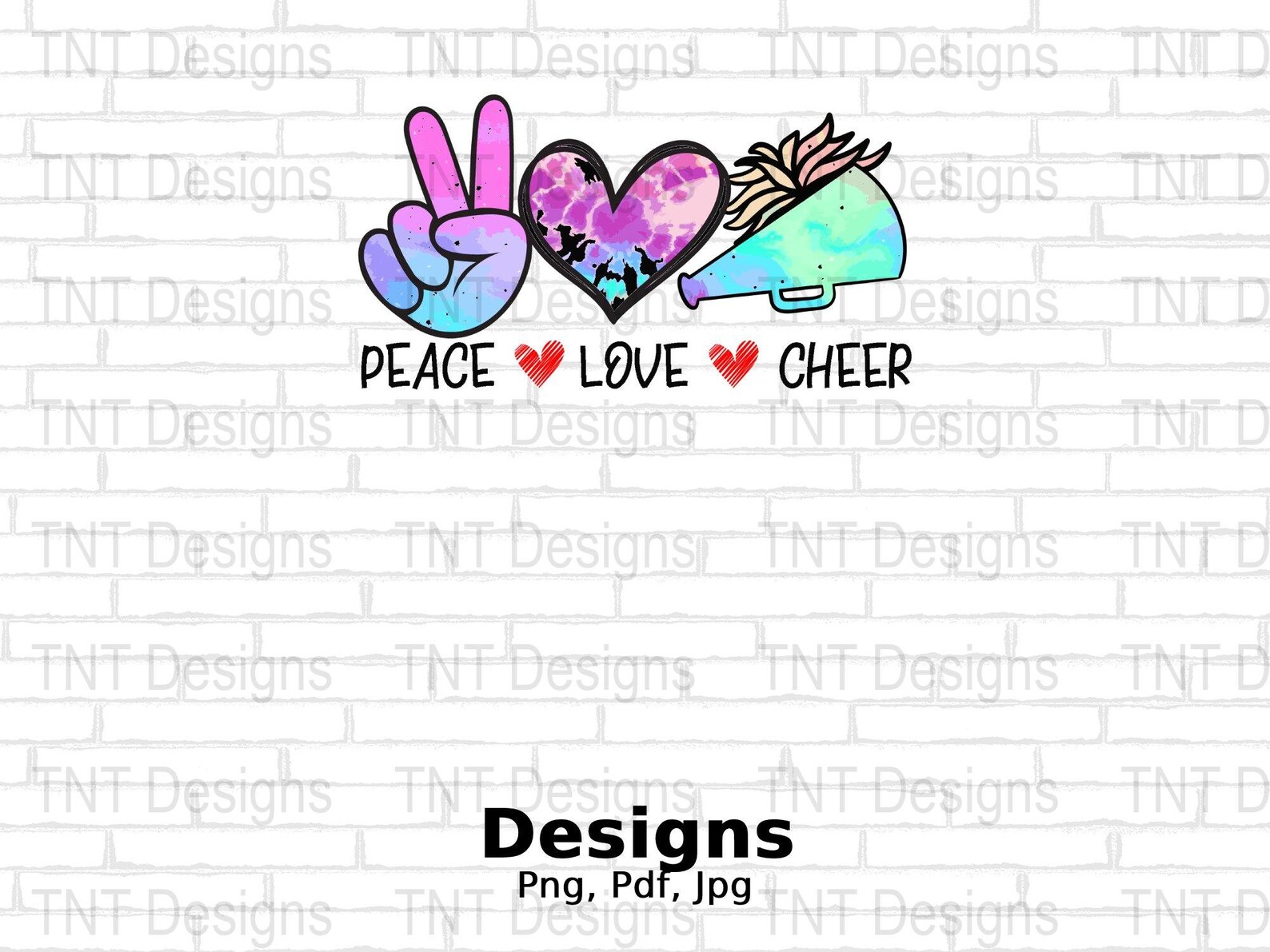 Peace Love Cheer Digital Png File, Instant Download, Cheer Tshirt ...