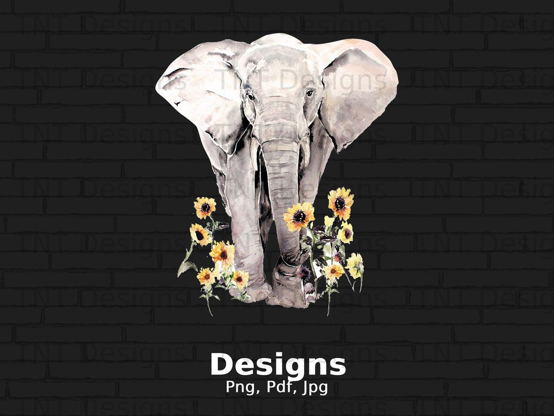 Sunflower Elephant Png Digital File Instant Download, Elephant Lover T ...