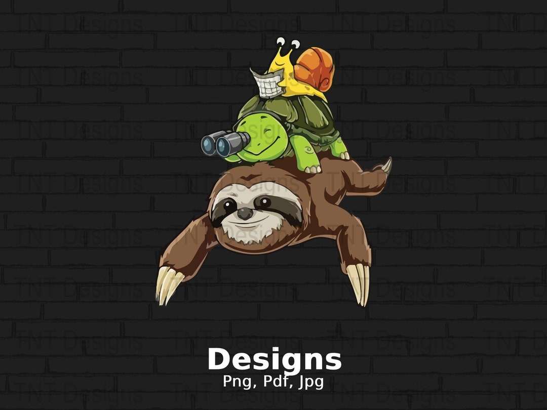 Sloth Turtle Snail Digital Png File, Instant Download, Funny Sloth ...