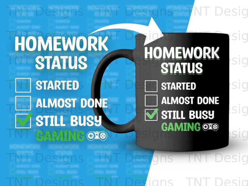 Homework Status Still Busy Gaming Digital File Instant - Etsy