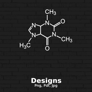 Caffeine Coffee Chemical Formula Digital Png File, Instant Download ...