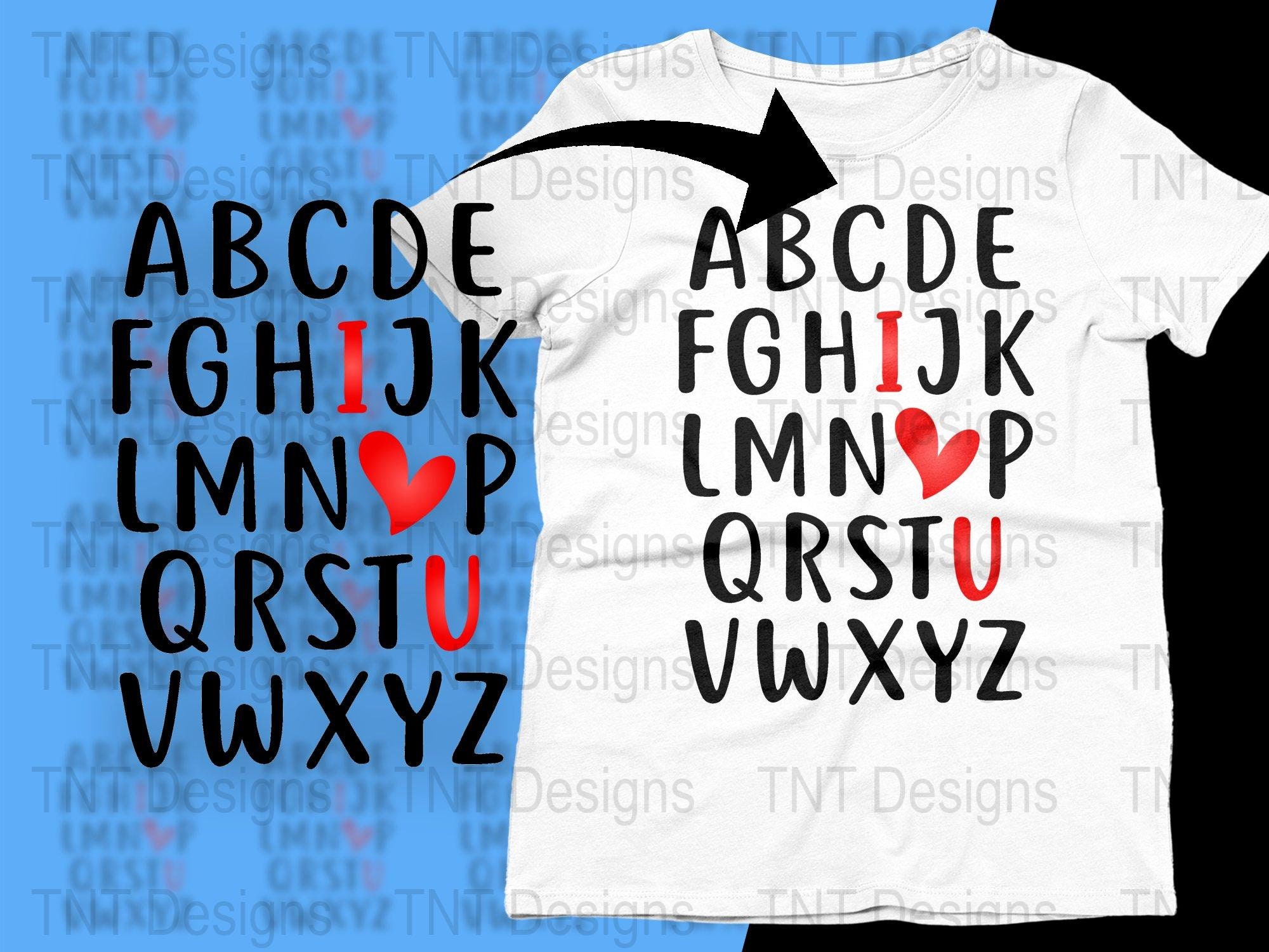 Alphabet I Heart You Digital Png File, Instant Download, Valentine's ...