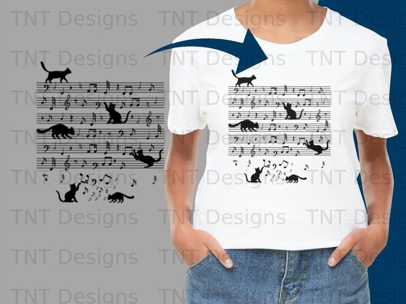 Funny Cats Music Musical Notes Digital Png File Instant - Etsy