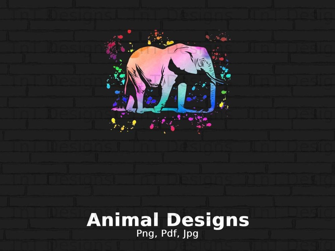 Colorful Elephant Digital Png File, Instant Download, Watercolor ...
